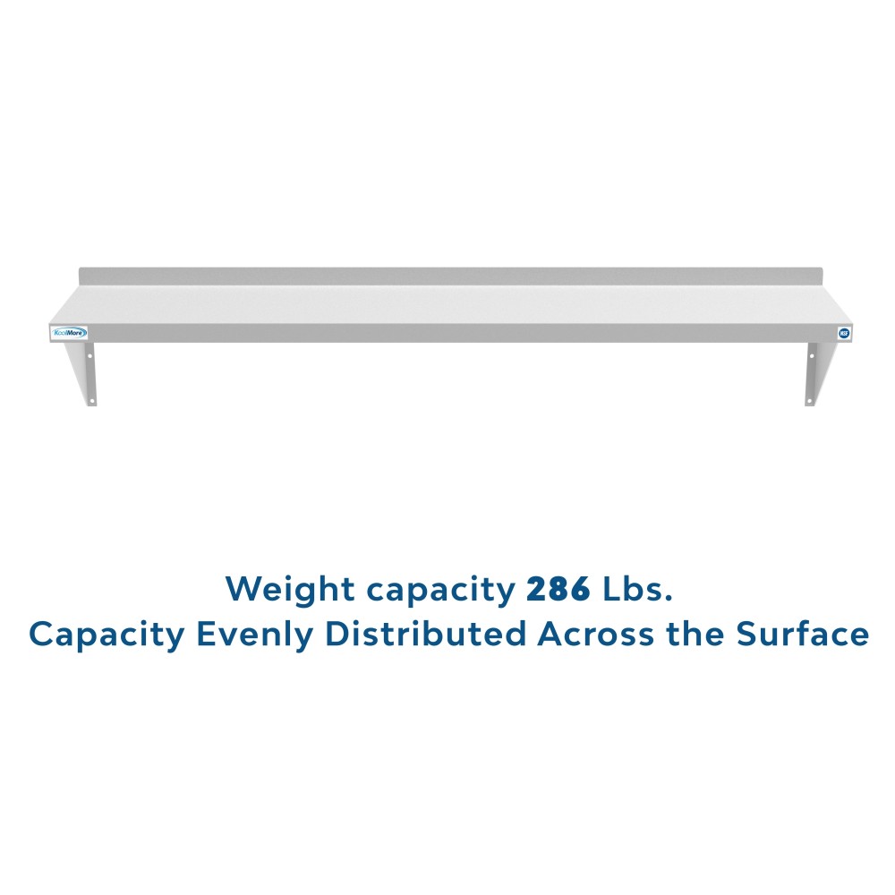 Koolmore WMSH-1260 60"L x 12"D Stainless Steel Wall Shelf - LionsDeal