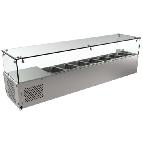 Koolmore SCDC-7T 59" Seven Pan Countertop Refrigerated Condiment Prep ...