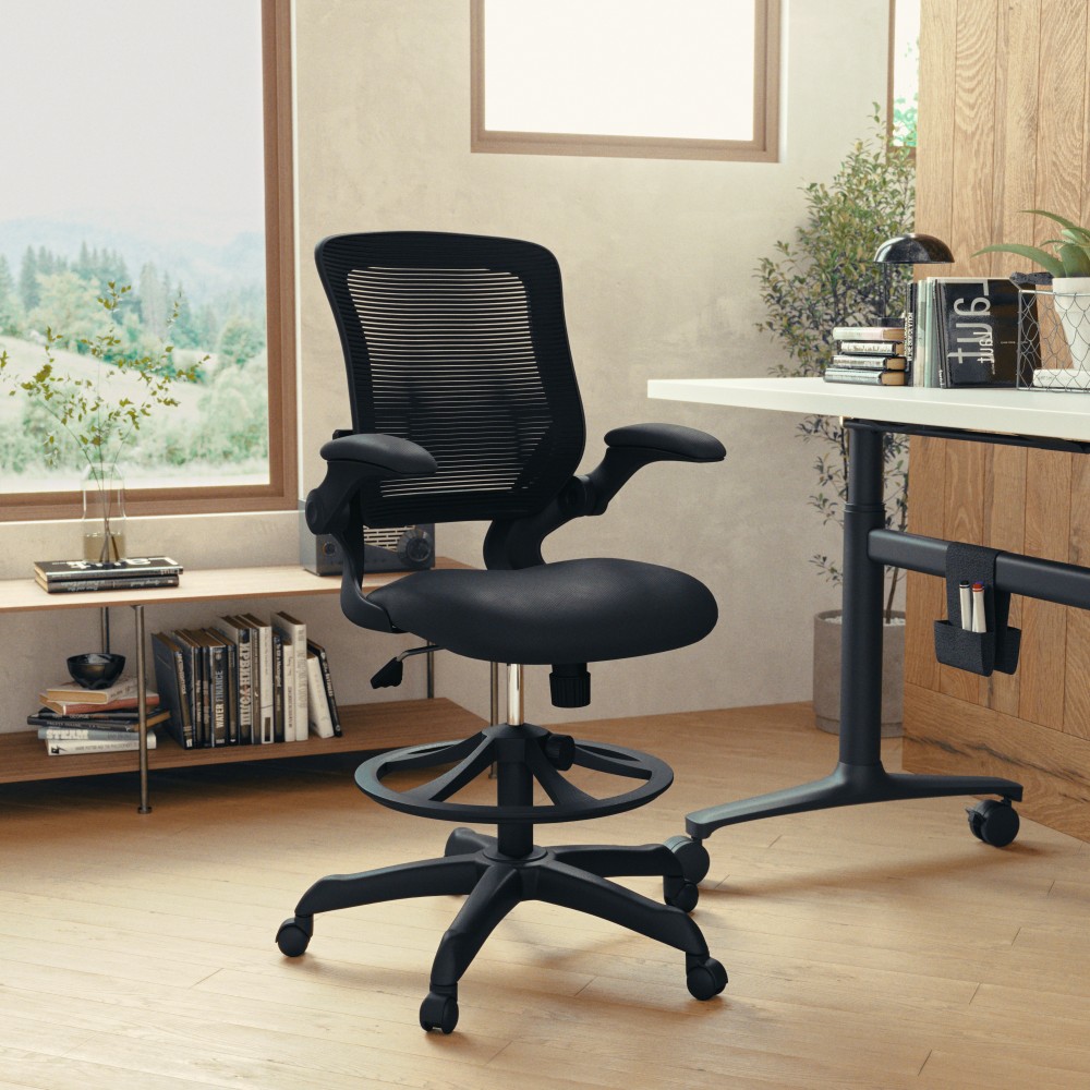 Flash Furniture BL-ZP-8805D-BK-GG Mid-Back Black Mesh Ergonomic ...