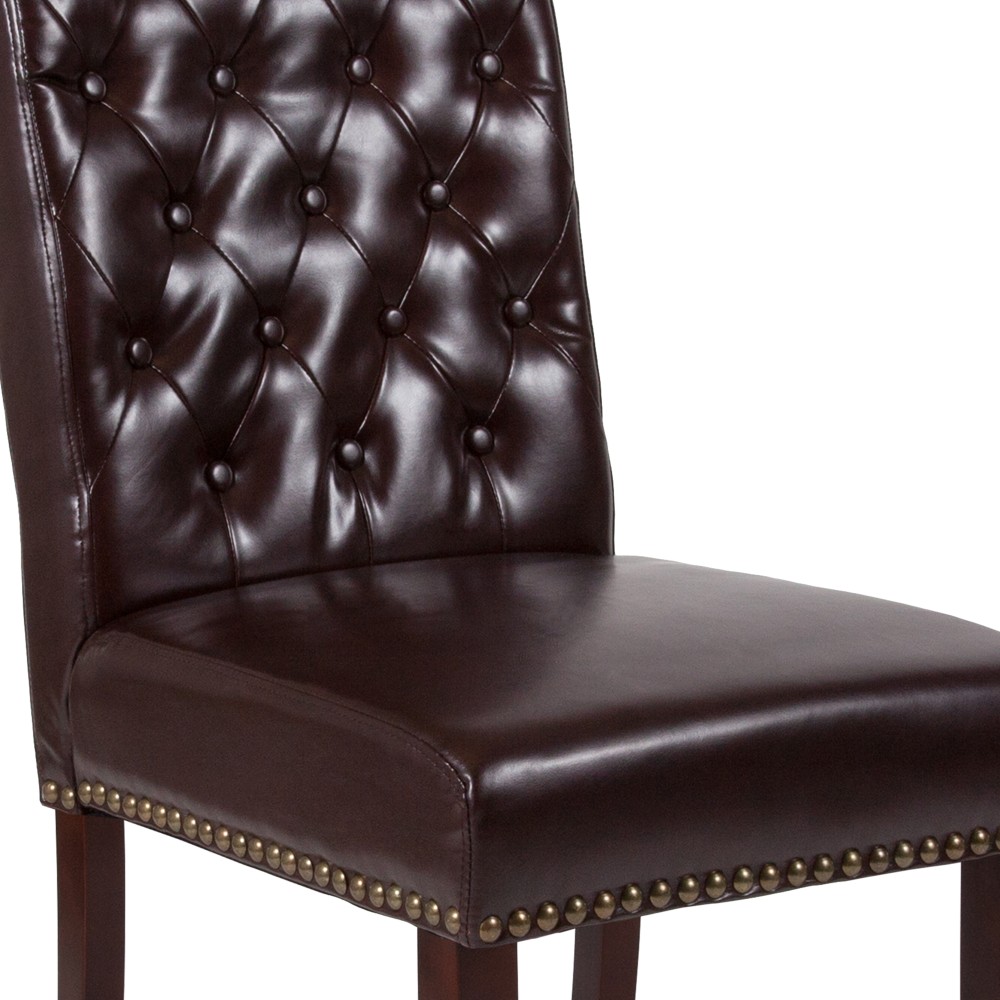 Flash Furniture BT-P-BRN-LEA-GG Hercules Brown LeatherSoft Parsons ...