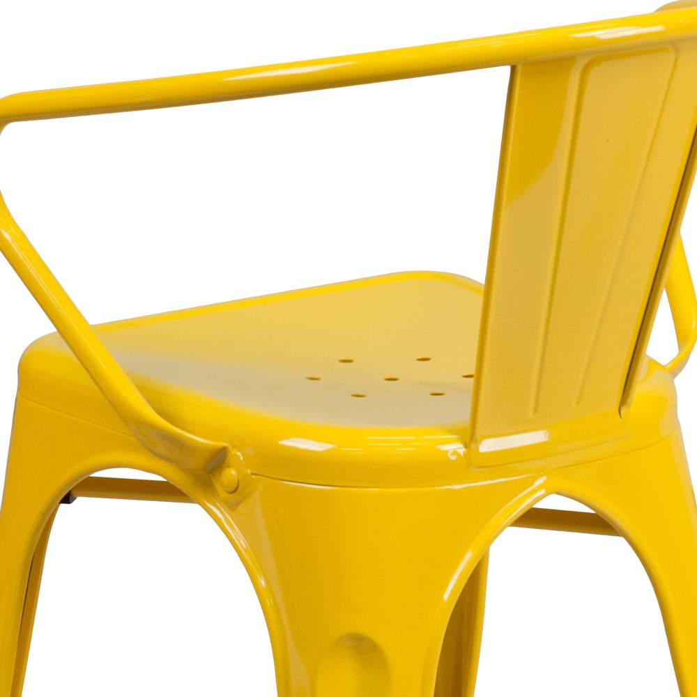 Flash Furniture CH-31270-YL-GG Yellow Metal Indoor/Outdoor Chair with ...