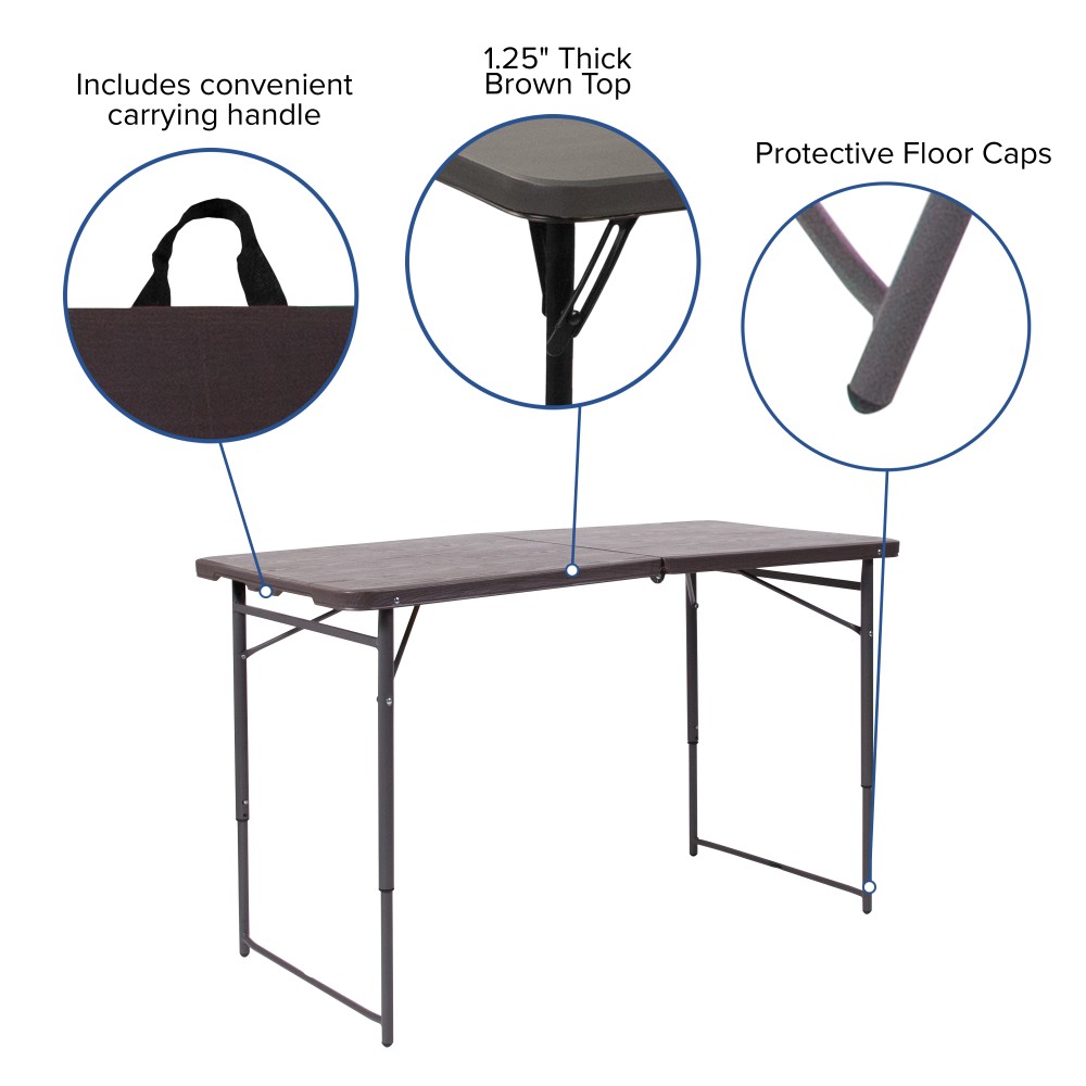 Flash Furniture DAD-LF-122Z-GG ' 4' Height Adjustable Bi-Fold Brown ...