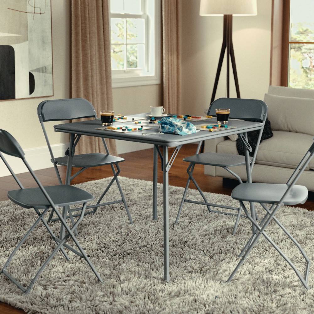 Flash Furniture JB-2-GY-GG Lightweight Gray Portable Folding Table with ...
