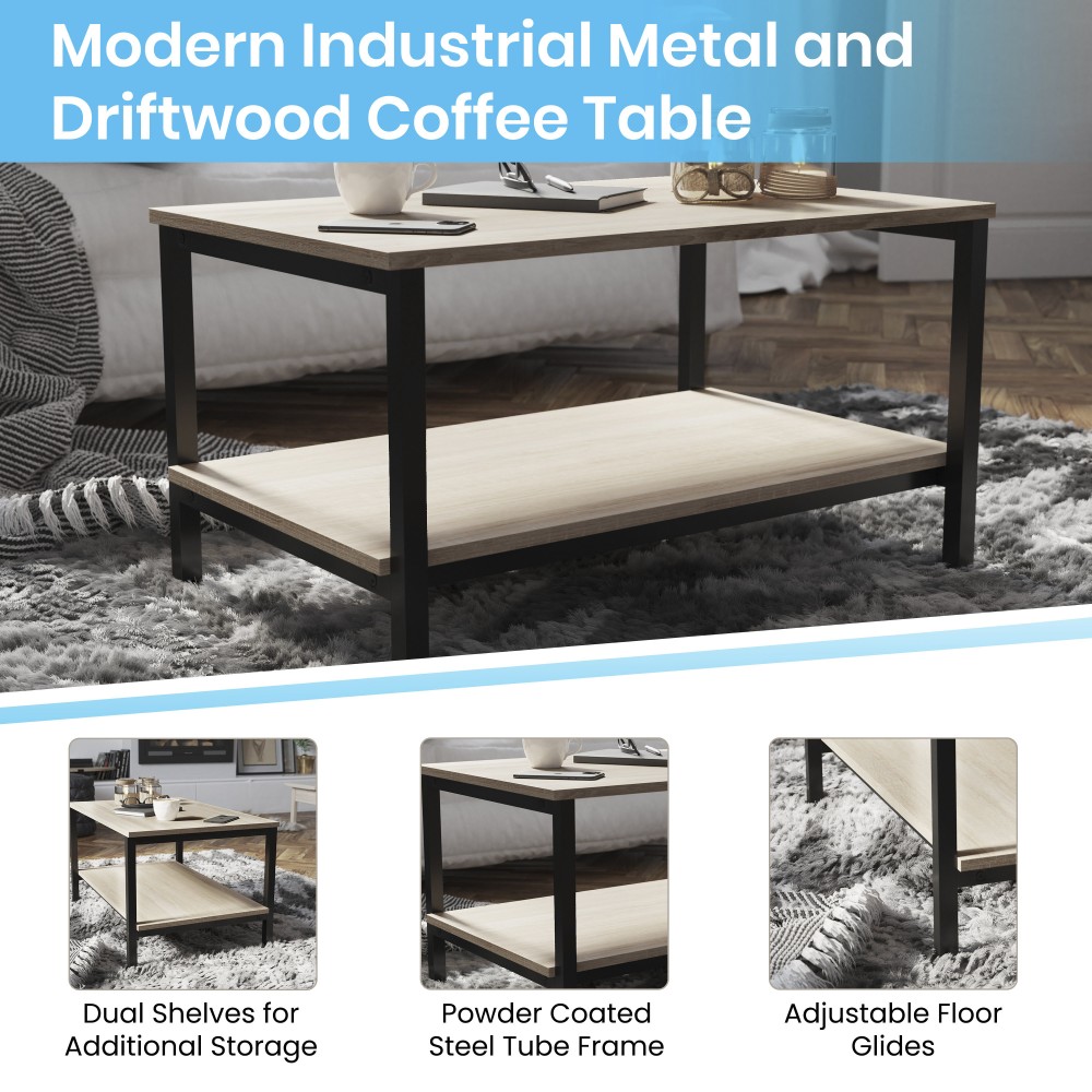 Flash Furniture NAN-JH-17163-GG Modern Industrial 2 Tier Rectangular ...