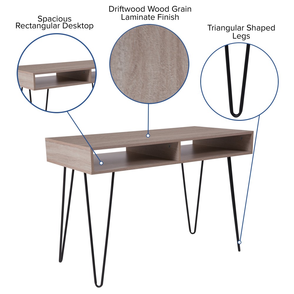 Flash Furniture NAN-JH-1758-GG Franklin Oak Wood Grain Finish Computer ...