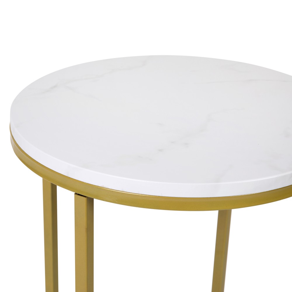 Flash Furniture NAN-JH-1787ET-MRBL-GG Modern White Marble Finish End ...