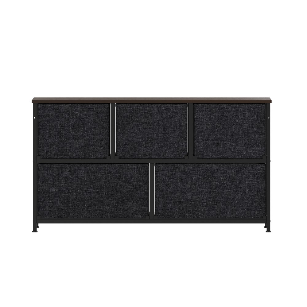 Flash Furniture WX-5L206-MDF-BK-BR-GG 5 Drawer Brown Wood Top Black ...