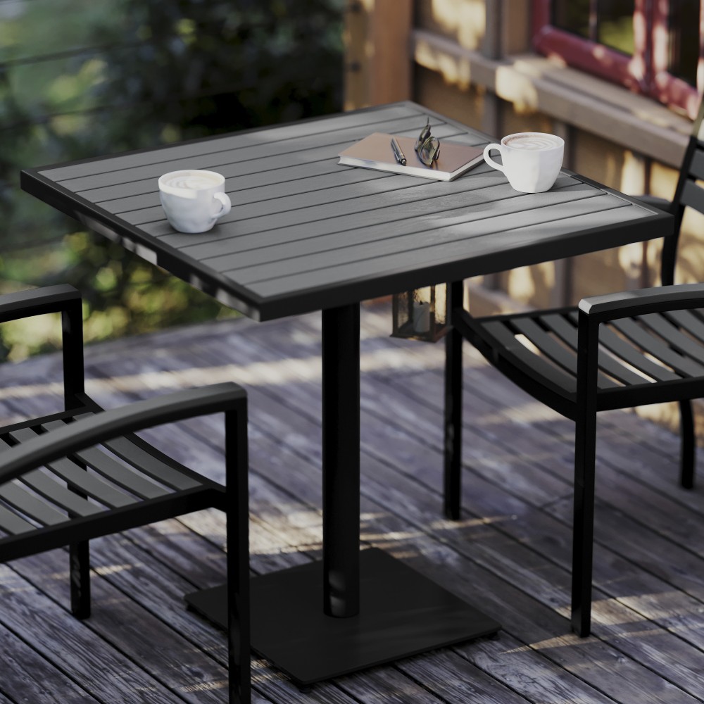 Flash Furniture XU-DG-HW1045-GY-GG 30" Square Outdoor Patio Bistro Faux ...