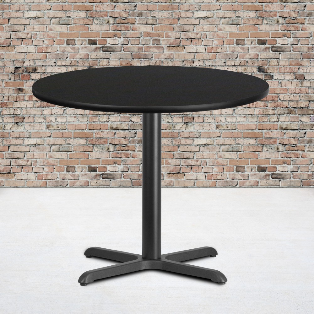 Flash Furniture XU-RD-36-BLKTB-T3030-GG 36'' Round Black Laminate Table ...