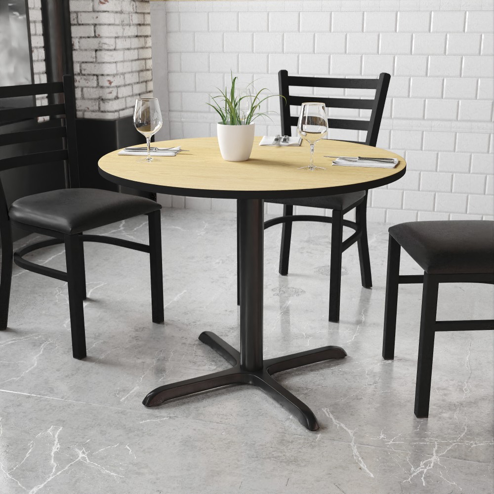 Flash Furniture XU-RD-36-NATTB-T3030-GG 36'' Round Natural Laminate ...