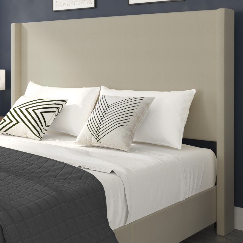 Flash Furniture YK-1077-BEIGE-K-GG King Upholstered Platform Bed with ...