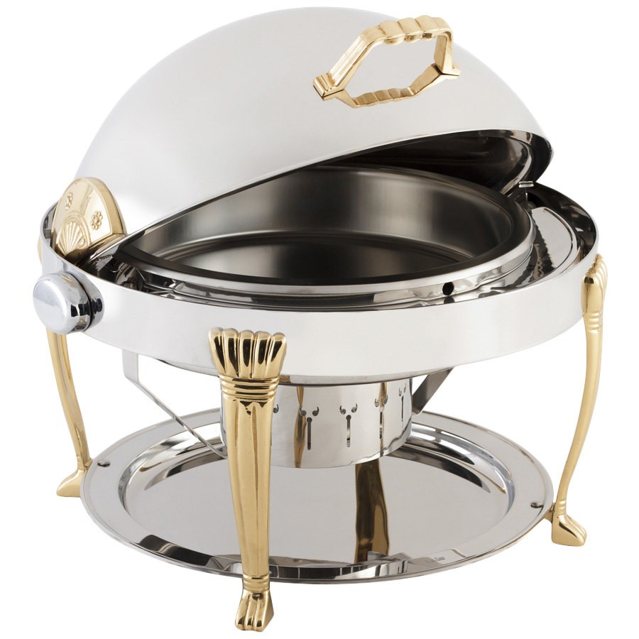 Bon Chef 14009 Elite Dripless Gold Plated Round Chafer with Aurora Legs ...