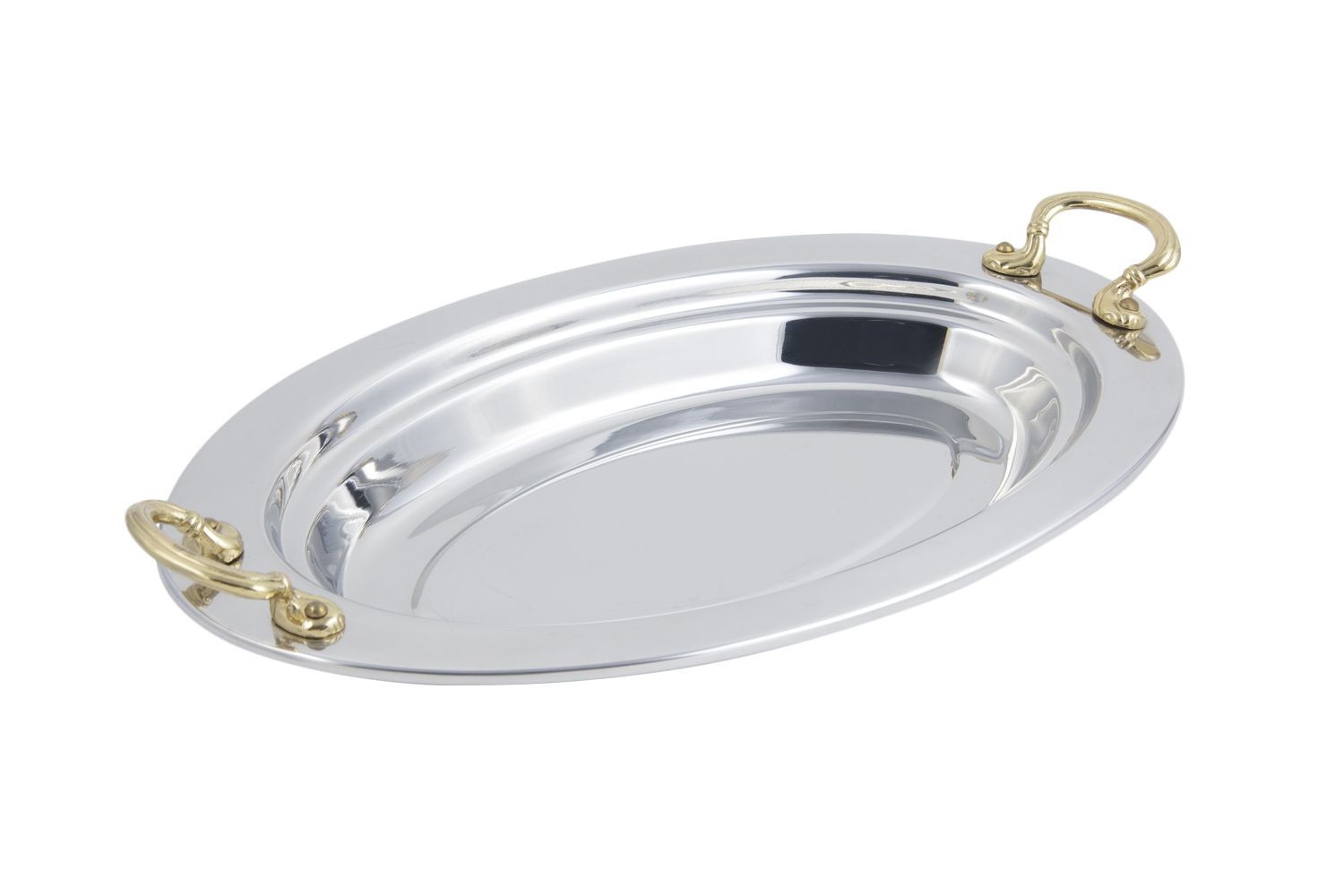 Bon Chef 5288HR Plain Design Oval Pan with Round Brass Handles, 2 1/2 ...